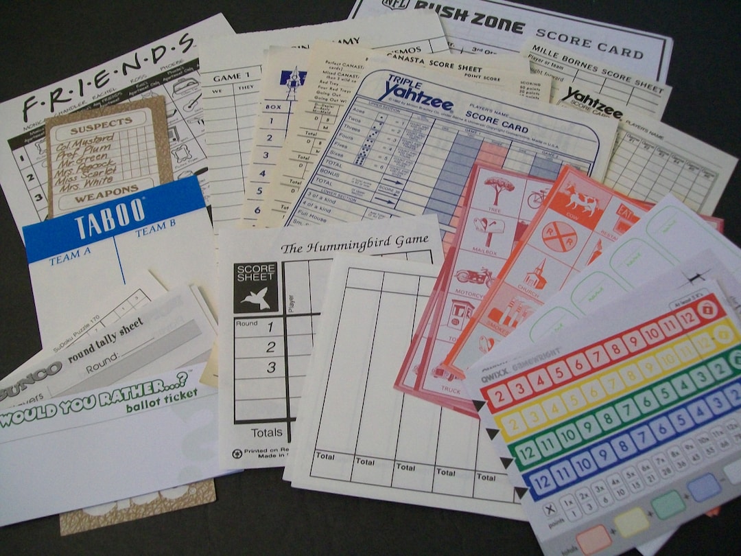 Vintage Game Score Papers, 73pcs, Vintage Paper Ephemera, Score Sheets ...