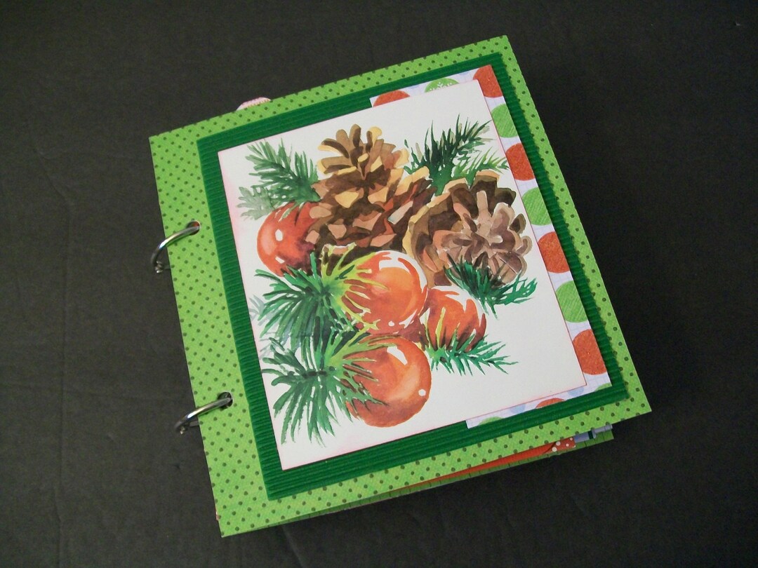 Handmade Christmas Ring Bound Journal, Holiday Scrapbook, Christmas ...