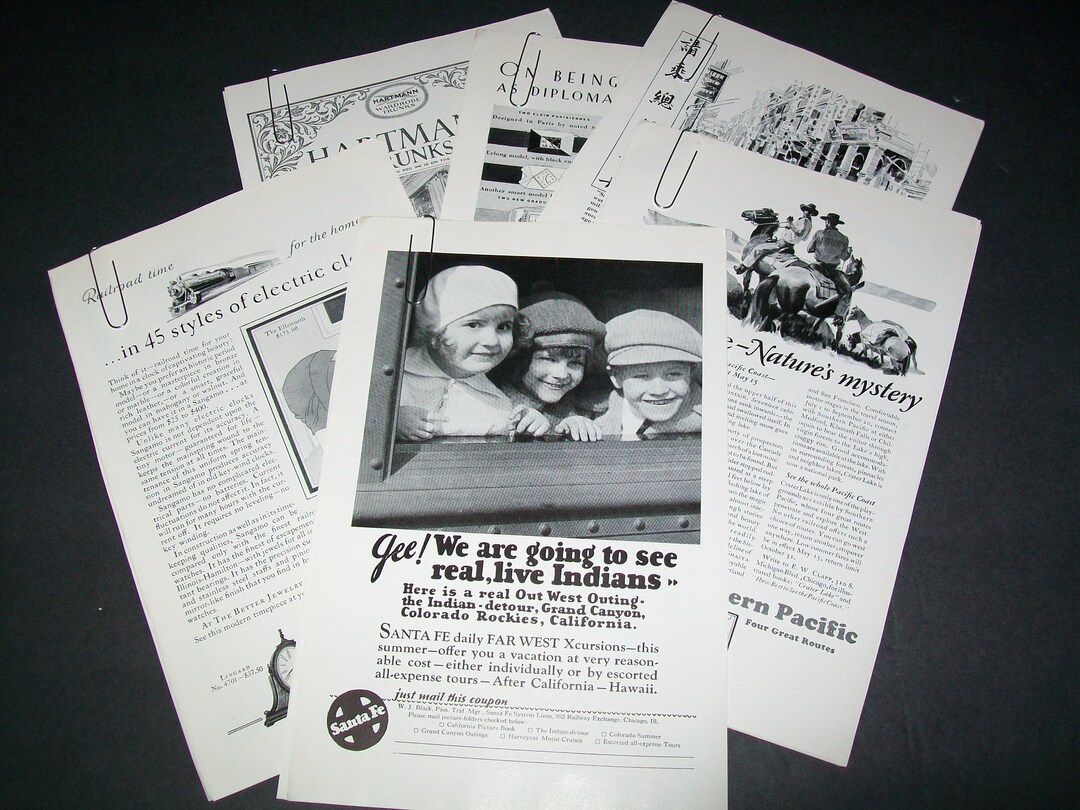Vintage Magazine Ads, 7 Pc Advertising Bundle, Random Vintage Ephemera ...