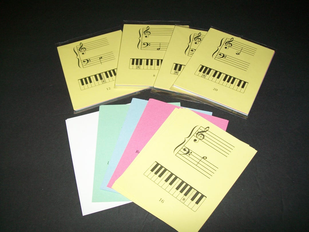 Vintage Piano Flash Cards, Colored Music Flash Cards, Junk Journal ...