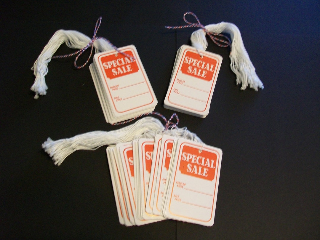 Sale Price Tags, Merchadise Red Price Tags, Strung Tags, Paper Ephemera ...