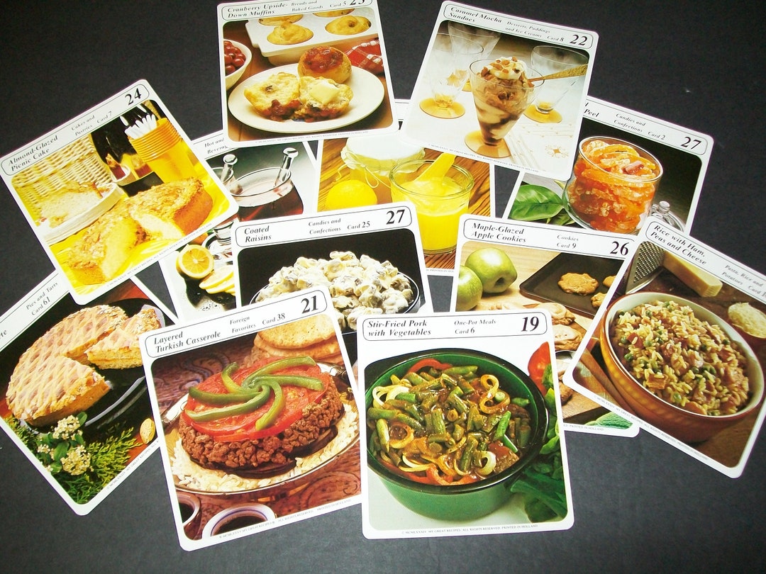 Vintage Recipe Cards, 27 Pcs, 1985 Recipe Collector Cards, Junk Journal ...