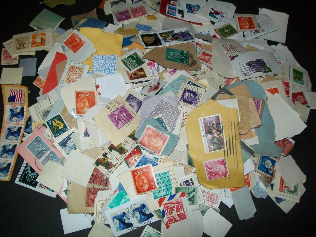 Postage Stamp Lot Used on Paper, Random Bulk Mixture, US and Foreign ...