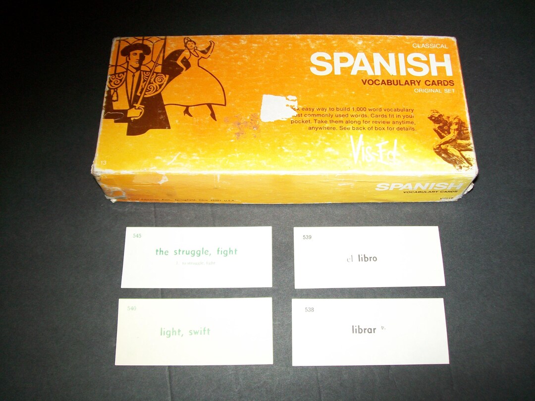 Vintage Spanish Flash Cards, 1000 Cards, Junk Journal Supply ...
