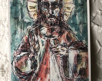 Jesus Sacred Heart Divine Mercy Christian Roman Catholic Print Poster ...
