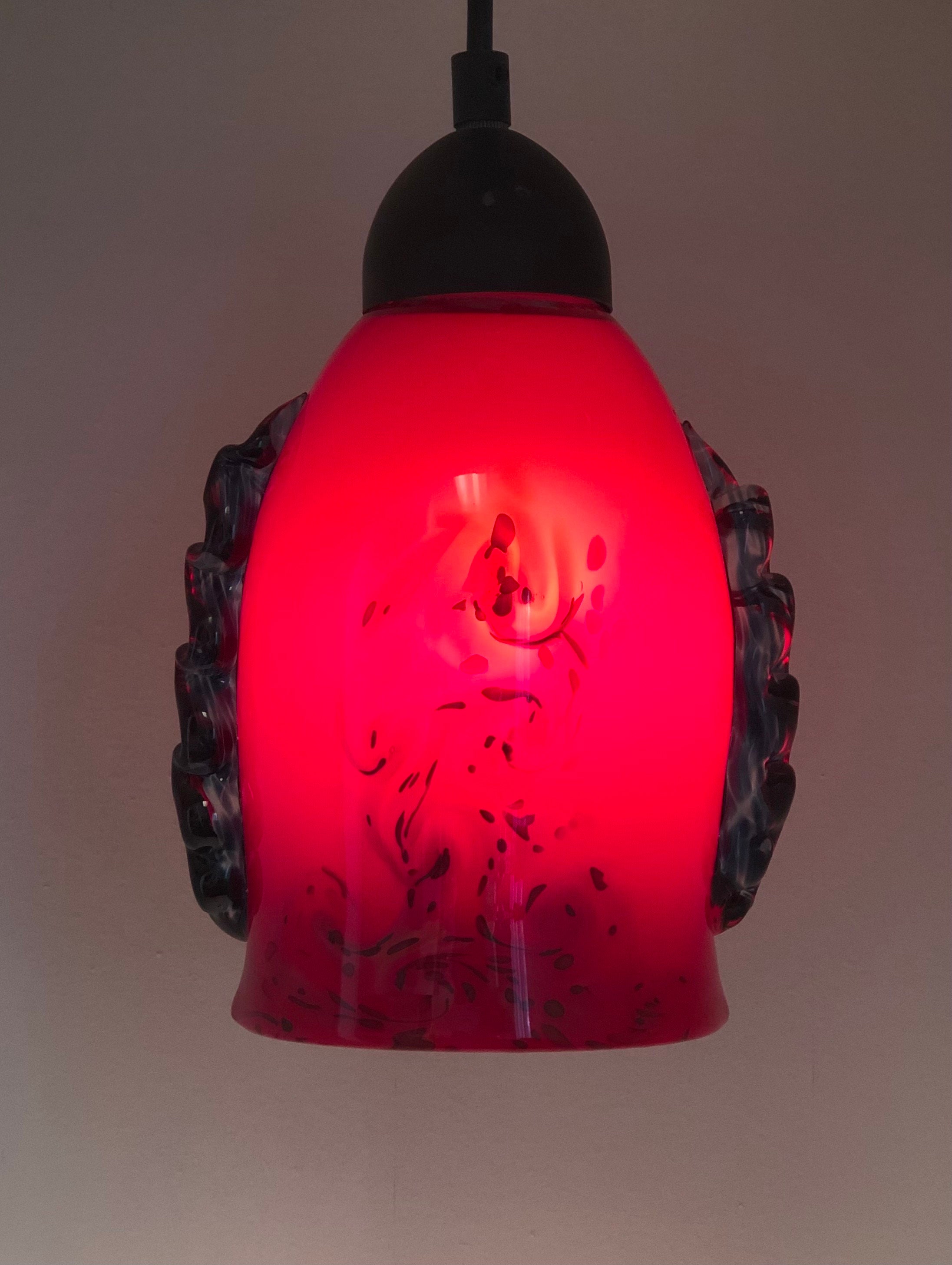 Handblown Glass Pendant Light: red Flames Offhand Blown Glass Lighting ...