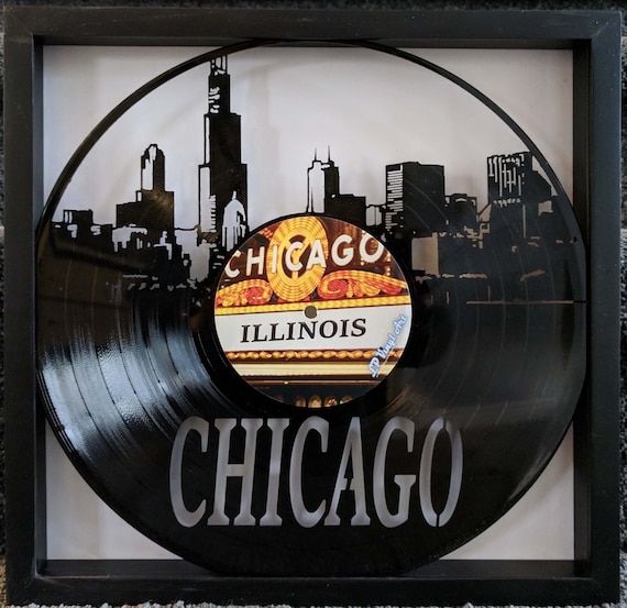 Chicago Skyline Cut Framed Vinyl LP Record Art Collectible | Etsy
