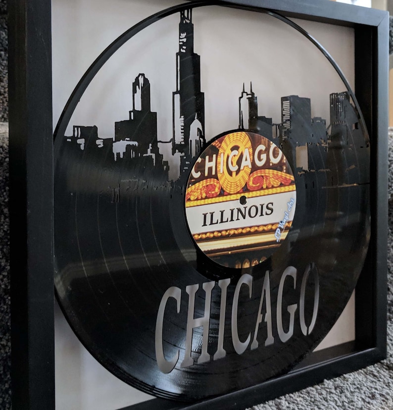 Chicago Skyline - Cut Framed Vinyl LP Record Art Collectible Gift - Etsy