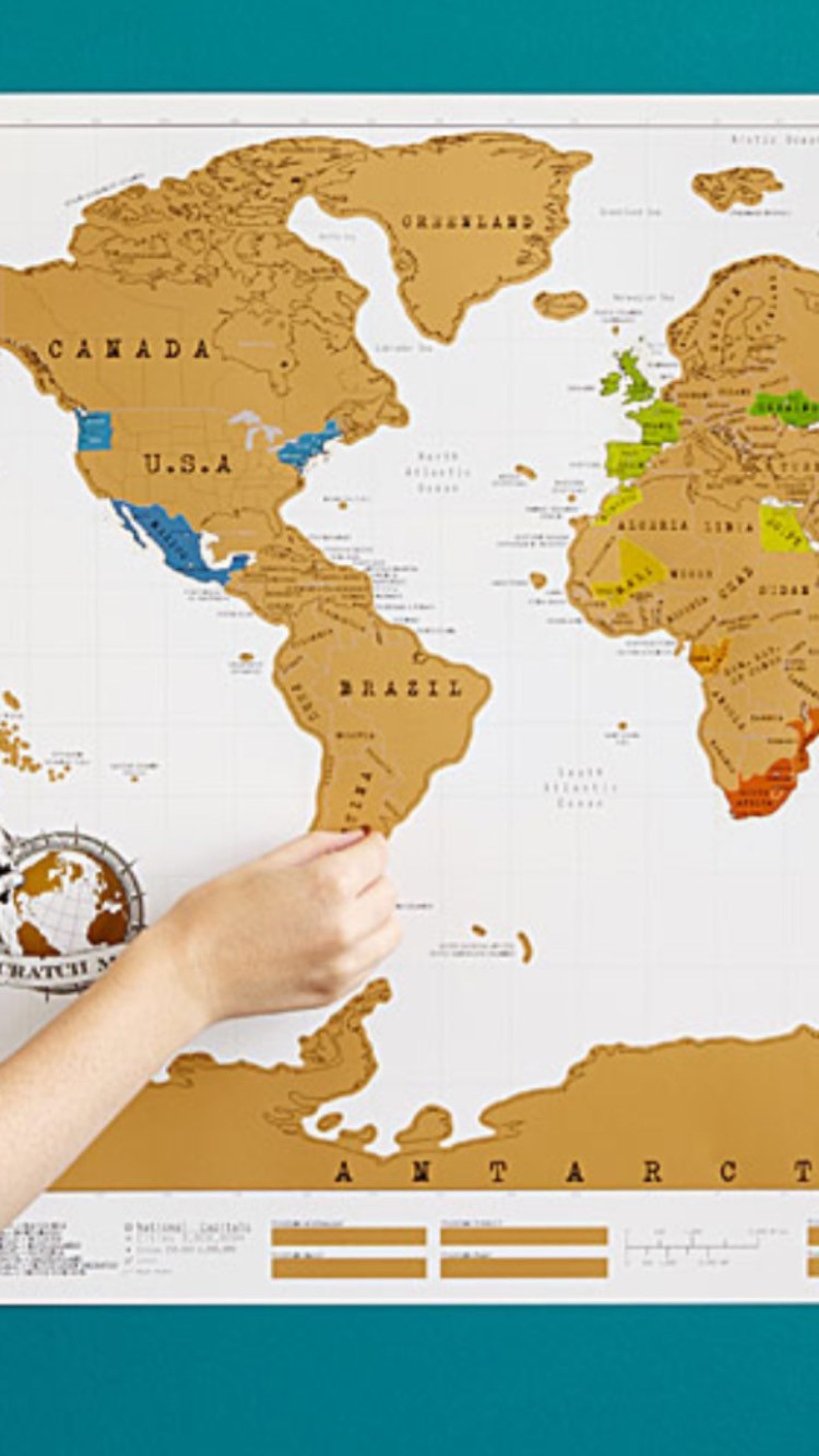 Personalized Scratch Map. Custom Handlettered for You. Gold and White ...