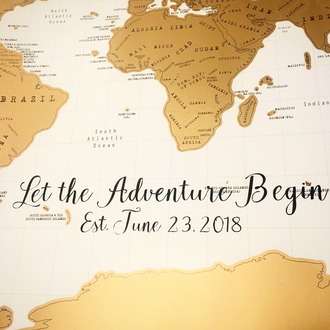 Customize Your Large Scratch Map. World Wall Map With Scratch off Gold ...