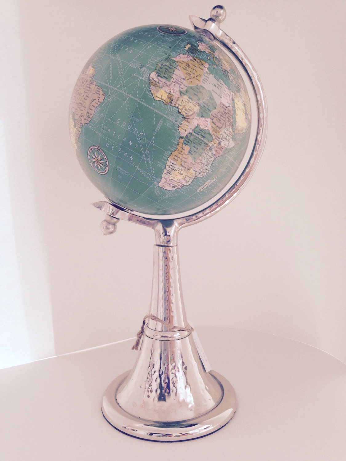 Silver and turquoise blue globe ready to be made custom for | Etsy