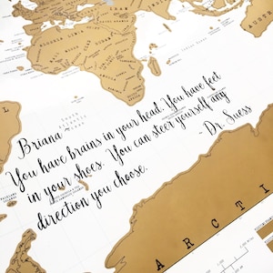 Personalized Scratch Map. Custom Handlettered for You. Gold and White ...