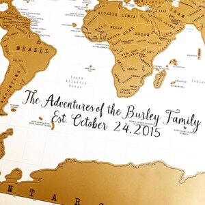 Personalized Scratch Map. Custom Handlettered for You. Gold and White ...