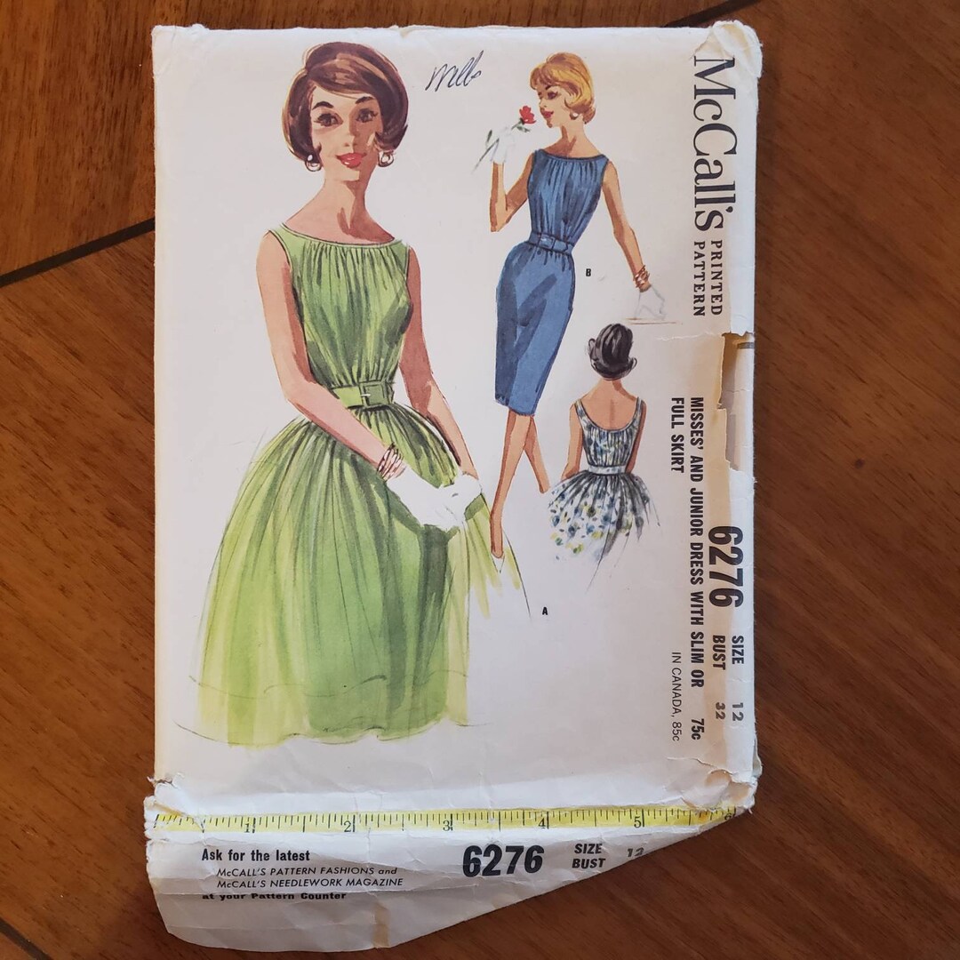 60s Mccalls 6276 Gathered Cinched Slim or Full Skirt Dress Pattern ...