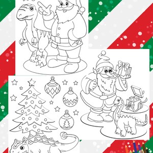 Christmas Dinosaur Coloring Pages, 9 Pages - Etsy