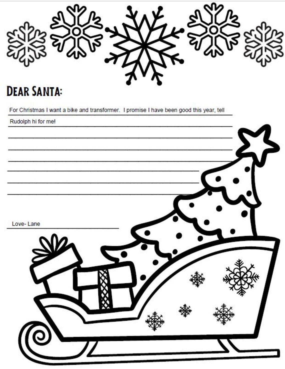 Dear Santa Coloring Page and Wish List, Christmas Party, Holiday Party ...