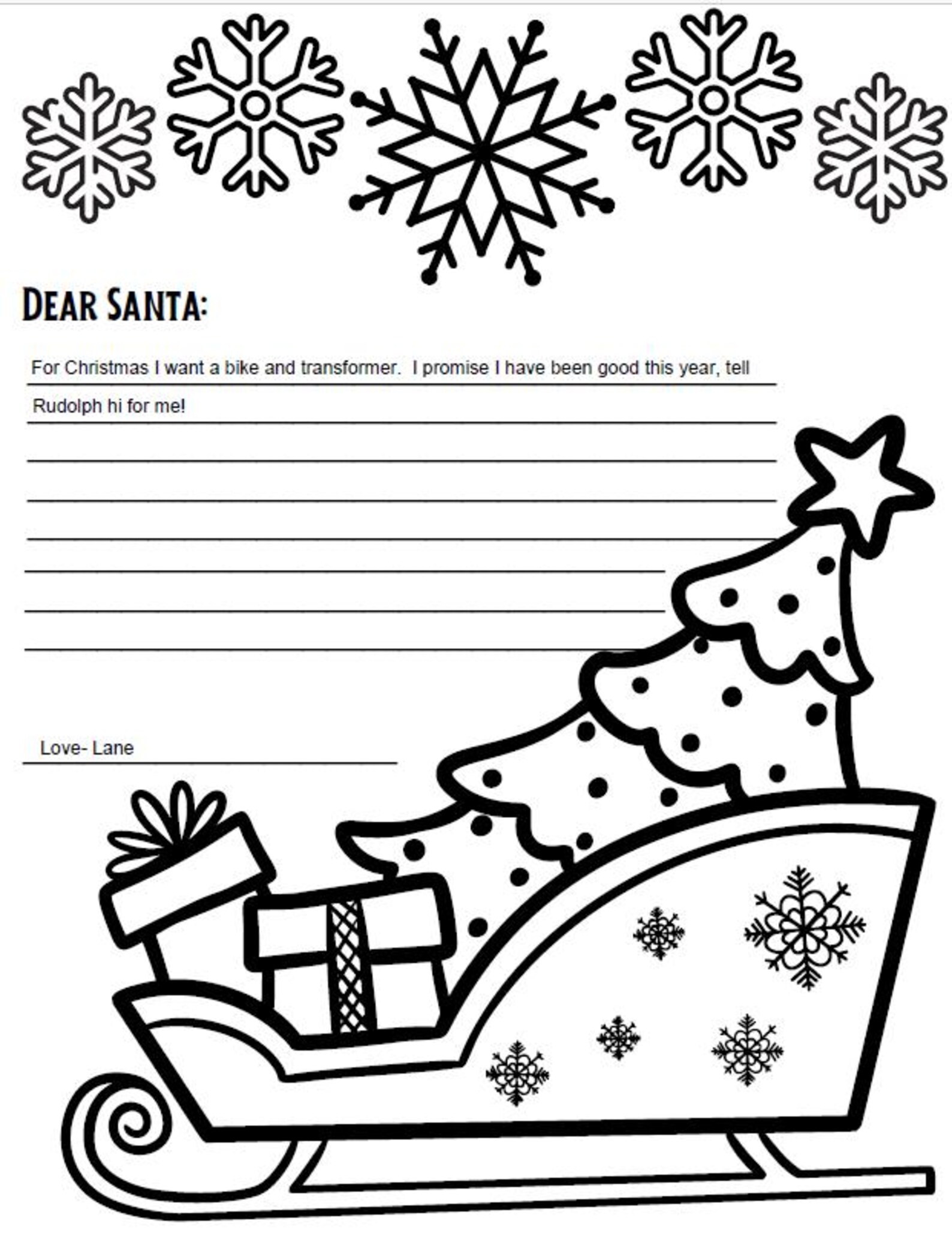 Dear Santa Coloring Page and Wish List, Christmas Party, Holiday Party ...