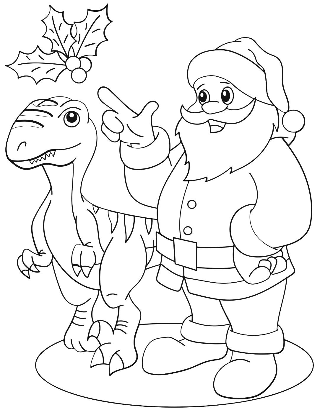 Christmas Dinosaur Coloring Pages, 9 Pages - Etsy