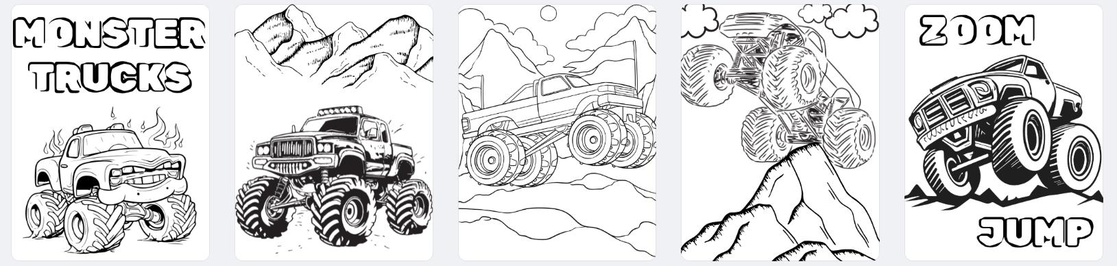 Monster Truck Coloring Pages (8 Pages) - Etsy