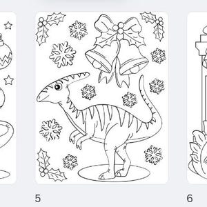 Christmas Dinosaur Coloring Pages, 9 Pages - Etsy