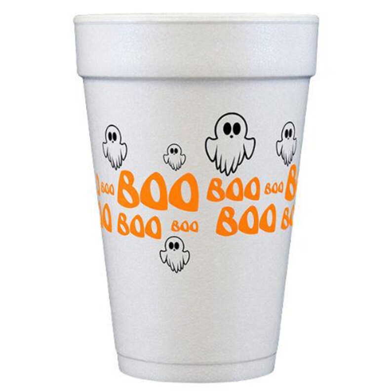 Halloween Cups - 10 Pack of 16oz Foam Party Cups Tied With Coordinating ...