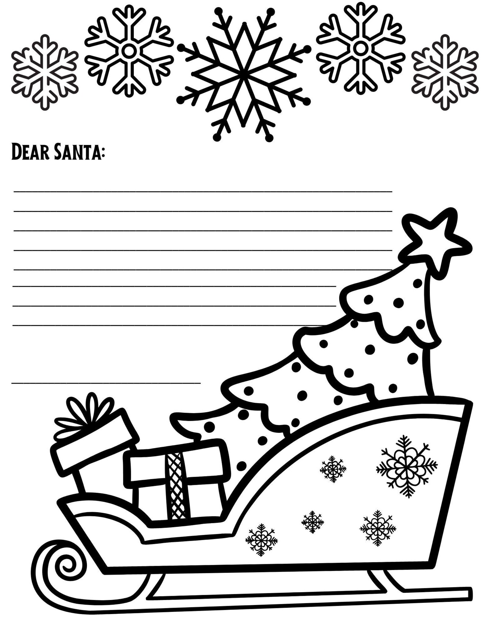Dear Santa Coloring Page and Wish List, Christmas Party, Holiday Party ...