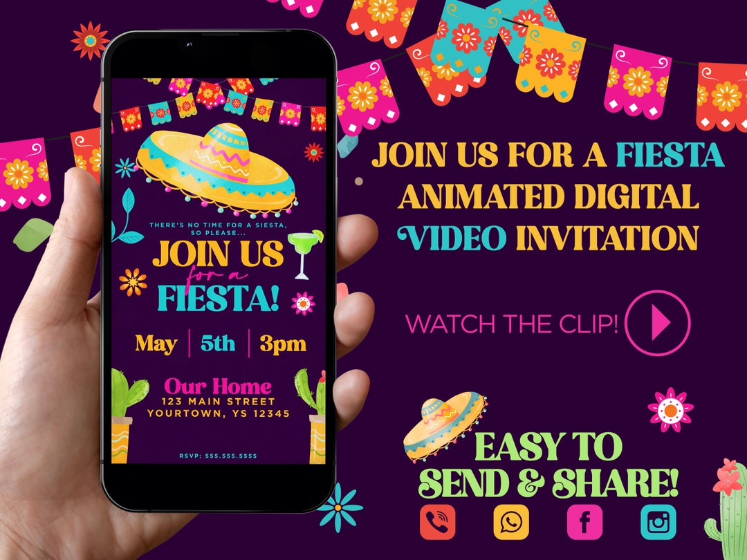 Fiesta Animated Digital Video Invitation - Etsy