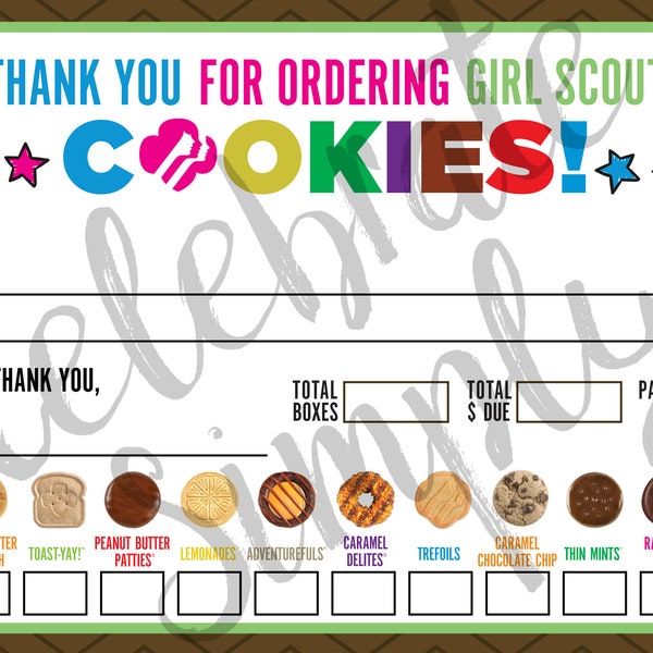 Girl Scout Cookie Order Form - Etsy