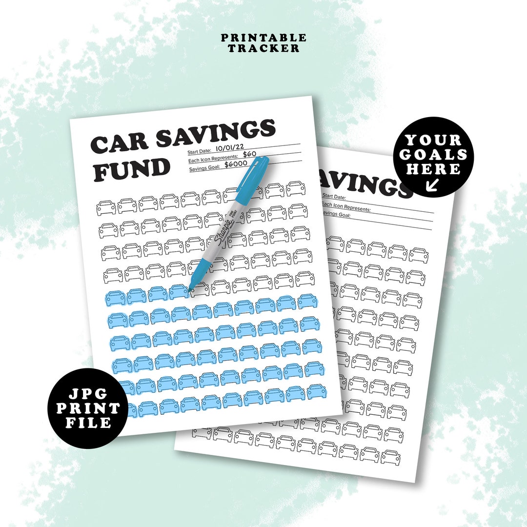 Car Saving Goal Tracker Digital Download Printable Tracker Dave Ramsey ...