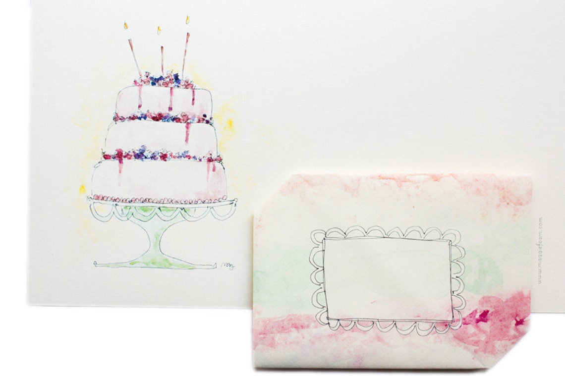 Digital Download Birthday Cake Card+envelope, Instant Birthday Card ...