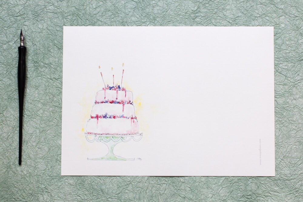 Digital Download Birthday Cake Card+envelope, Instant Birthday Card ...