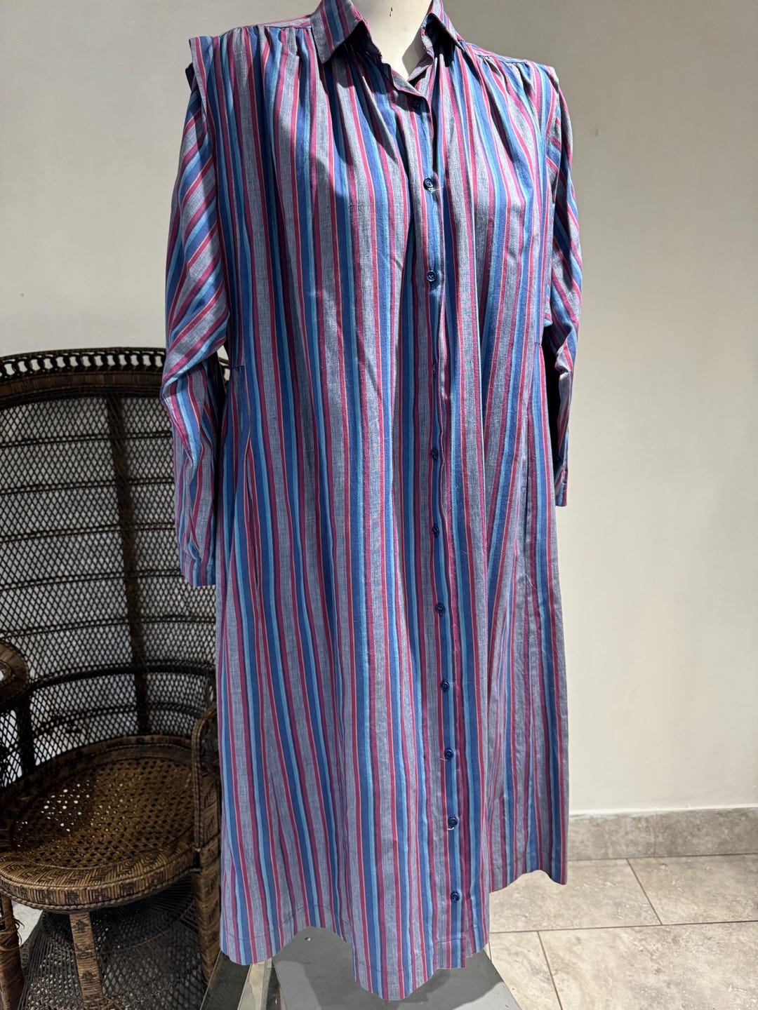 Vintage Eighties Adini Navy Striped Smock Dress Free Size 10-18 UK - Etsy