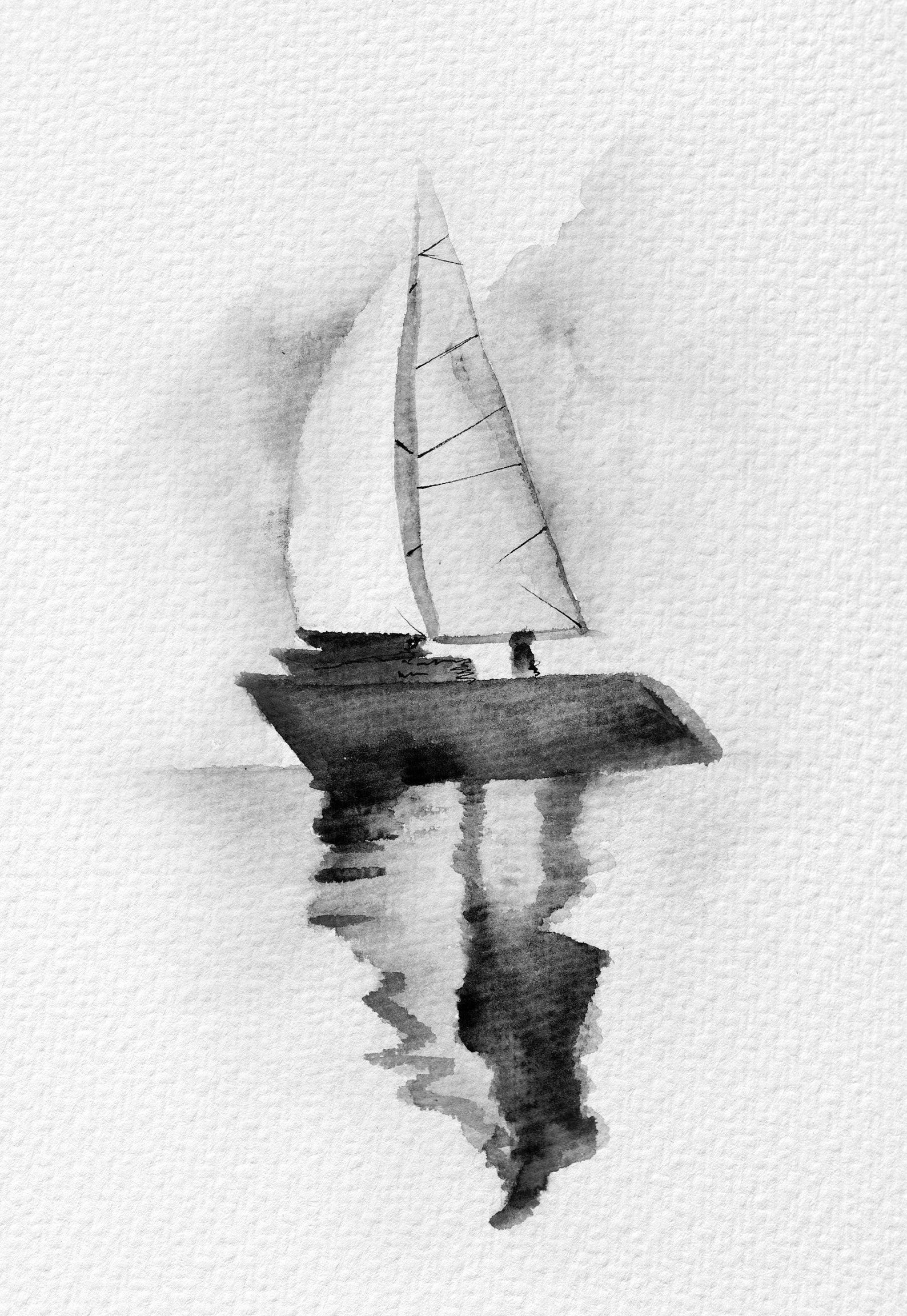 2 Ink Art Drawing. Wall Decor. Lighthouse & Boat. Sketch Art. 2 Digital ...