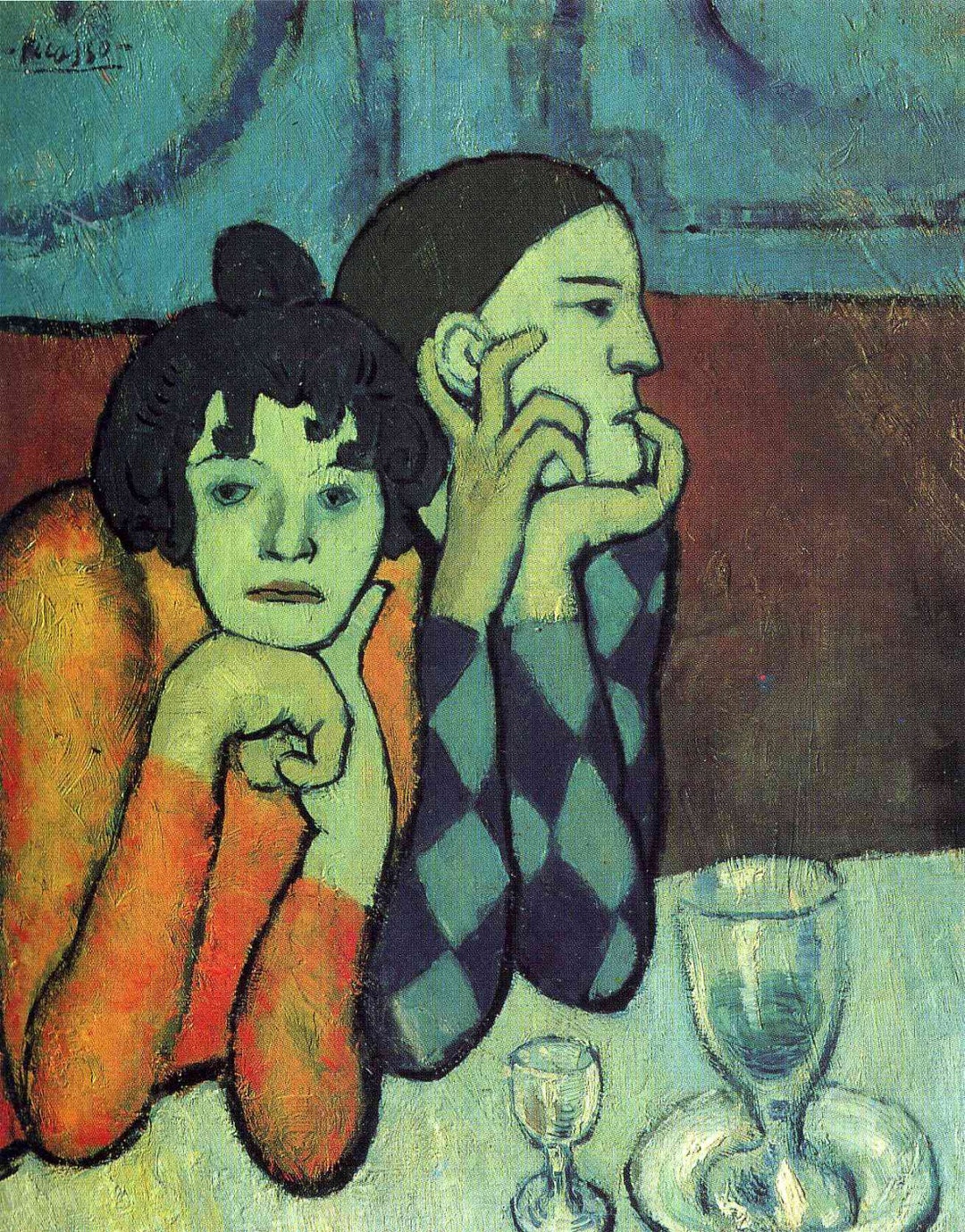 Picasso, Two Acrobats (harlequin and His Companion), Oil Painting ...