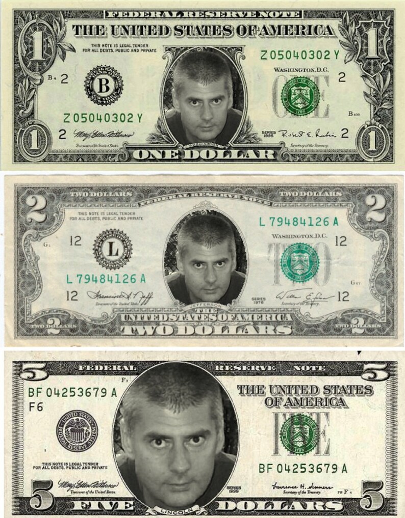 I Will Put Your Face on the Dollar Bill - a Set of 1, 2, 5, 10, 100 US ...