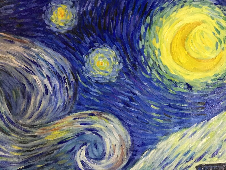 Vincent Van Gogh: Starry Night, Oil Painting Reproduction, Linen Canvas ...
