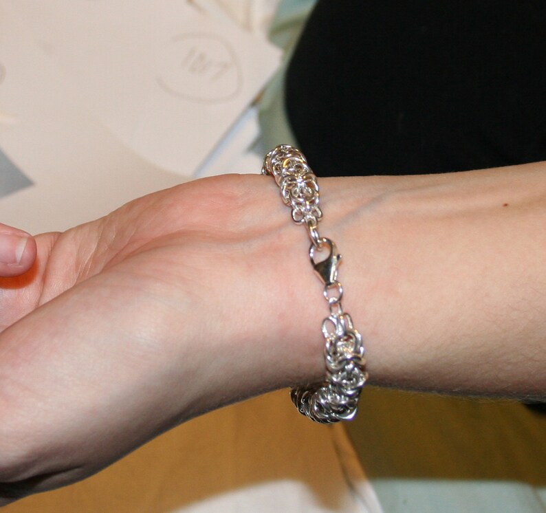 Handmade Sterling Silver Chainmaille or Chain Maille Bracelet 18 Gauge ...