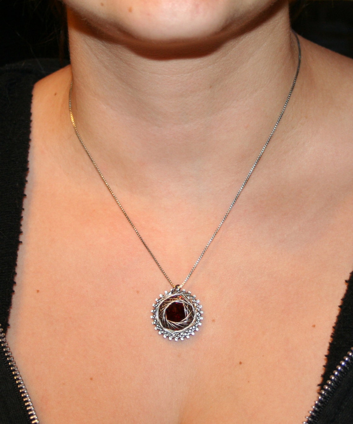 Handmade Sterling Silver Wire Wrap Spiro (spiral) Necklace With 18 Mm ...