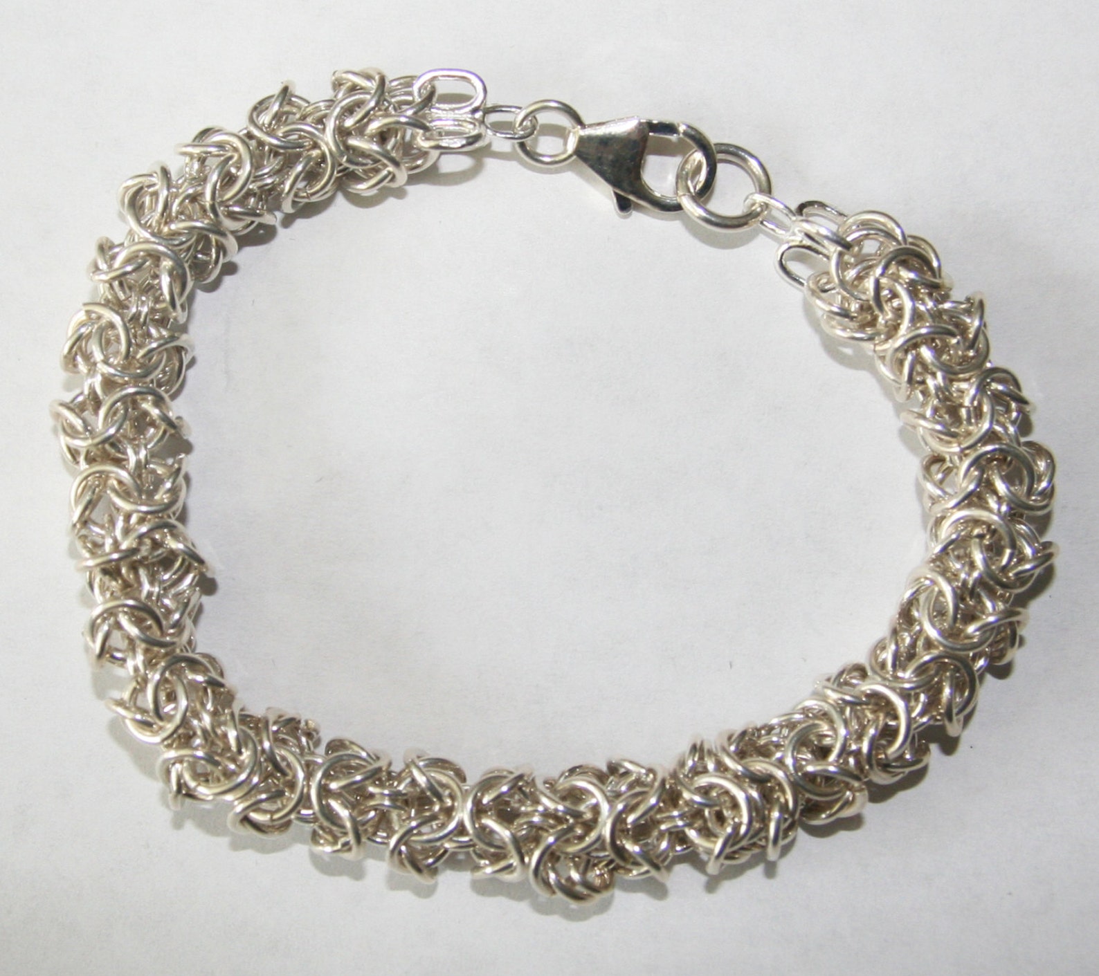 Handmade Sterling Silver Chainmaille or Chain Maille Bracelet 18 Gauge ...