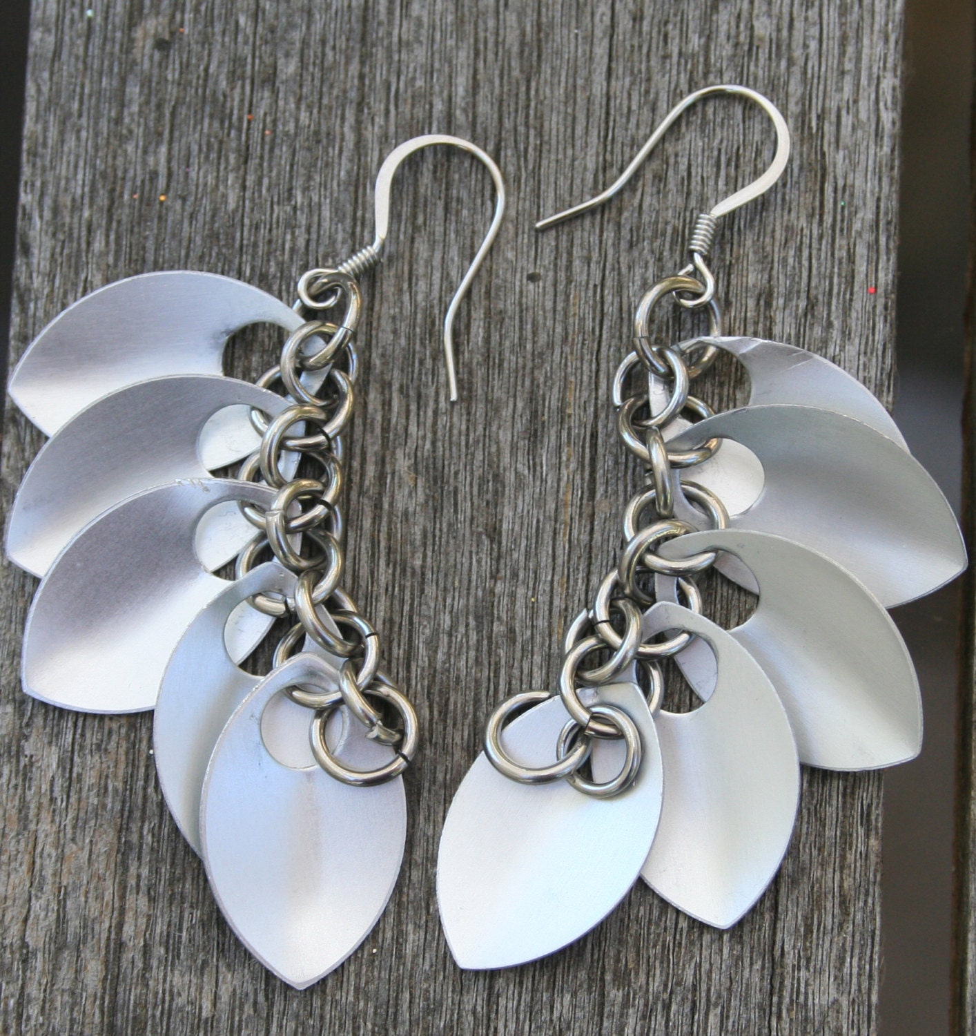 Handmade Chain Maille Angel Wings Scale Maille Earrings With Frosted ...