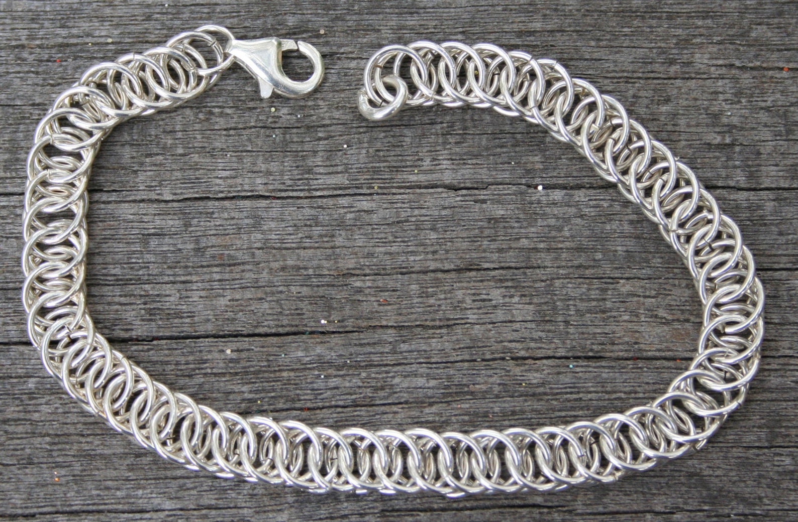Handmade Sterling Silver Chain Maille Chainmaille Bracelet Half Persian ...