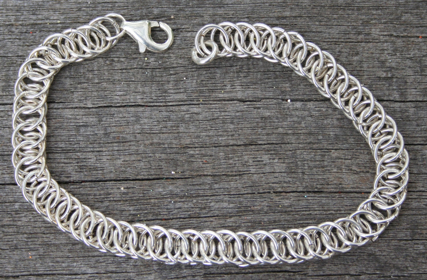 Handmade Sterling Silver Chain Maille Chainmaille Bracelet Half Persian ...