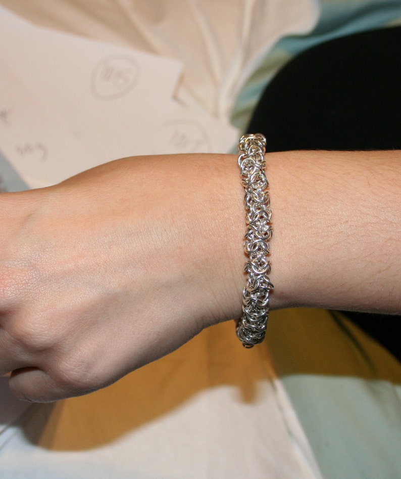 Handmade Sterling Silver Chainmaille or Chain Maille Bracelet 18 Gauge ...