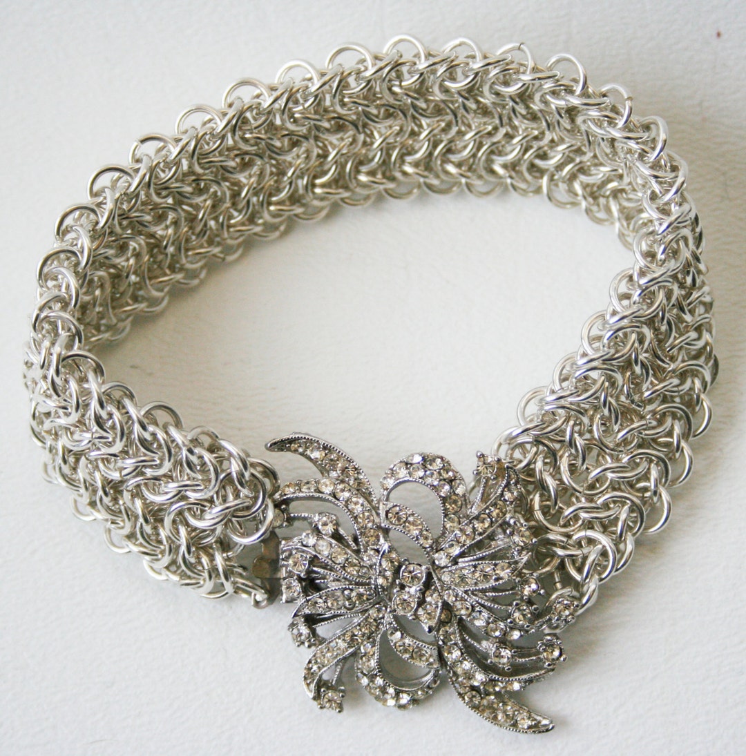 Handmade Sterling Silver Chain Maille Bracelet Elf Weave Sheet With ...