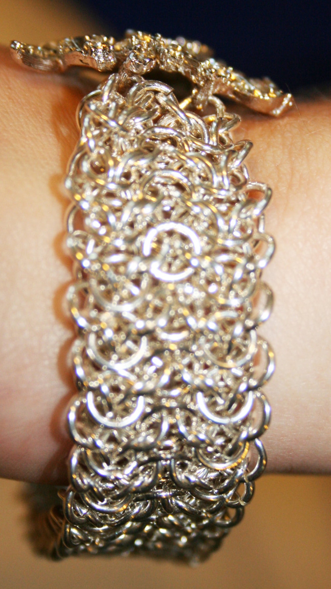 Handmade Sterling Silver Chain Maille Bracelet Elf Weave Sheet With ...