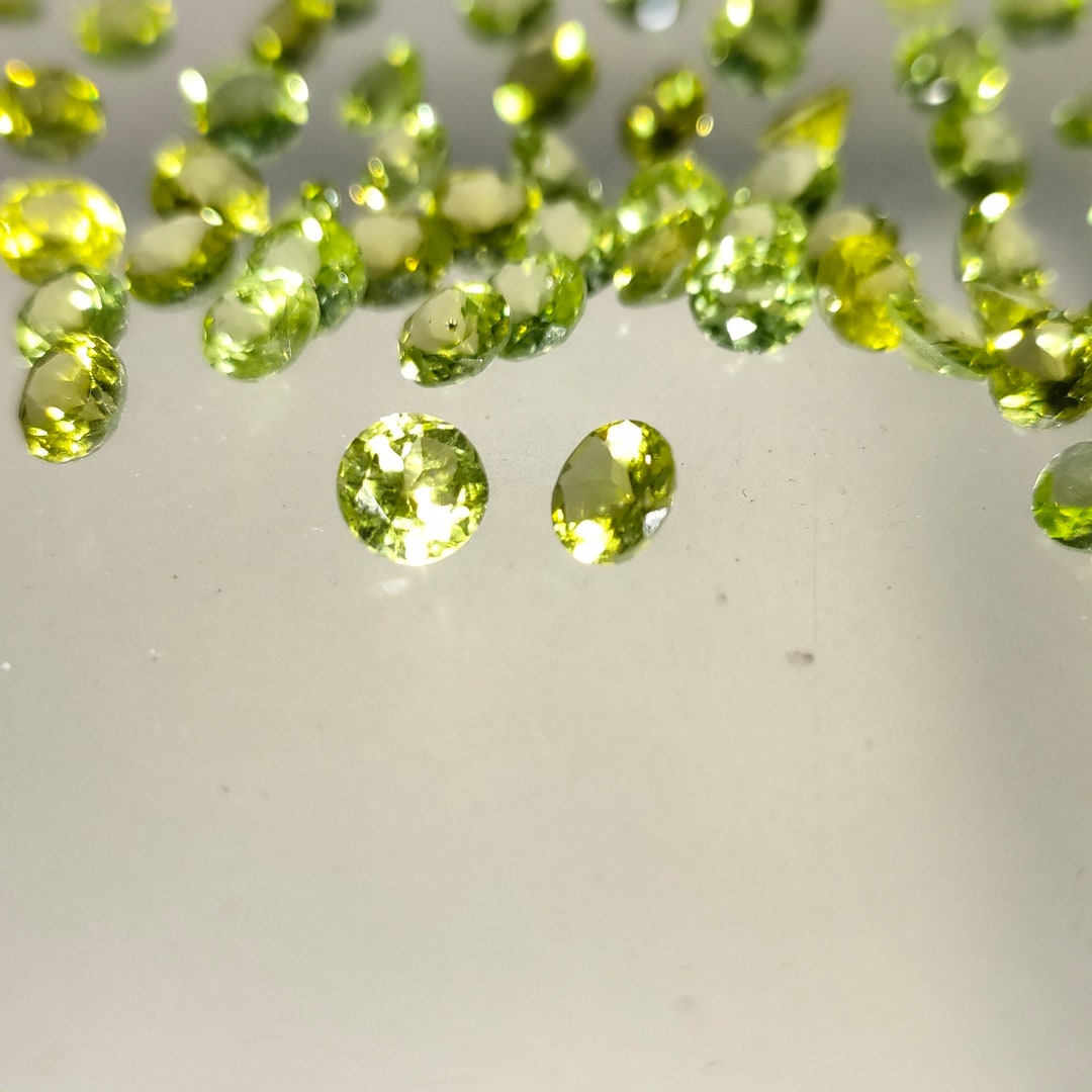 Peridot 5mm Round Faceted Gemstone Pair Ref:pdt0003 - Etsy