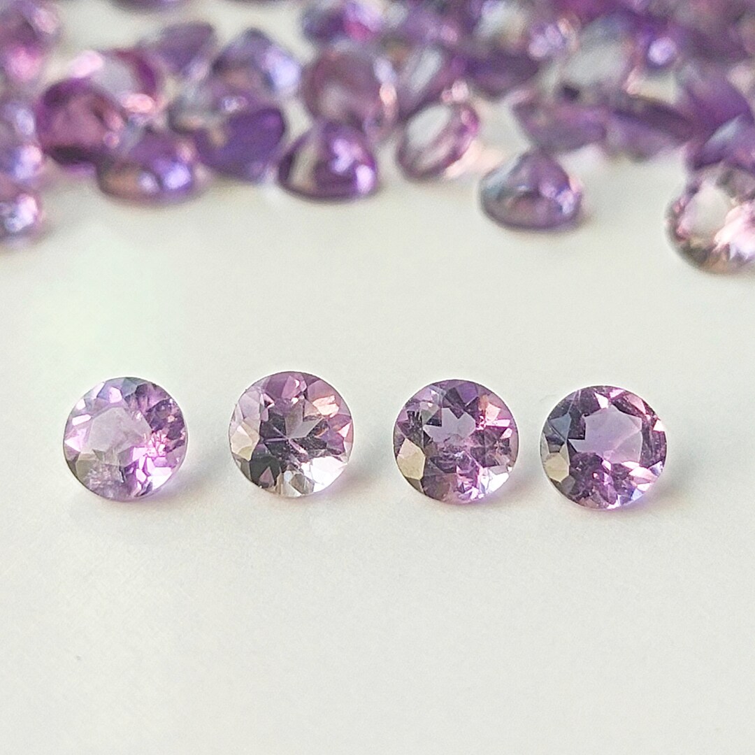 Amethyst 4 Mm Round Faceted Gemstones X 4 Ref: AMT0082 - Etsy