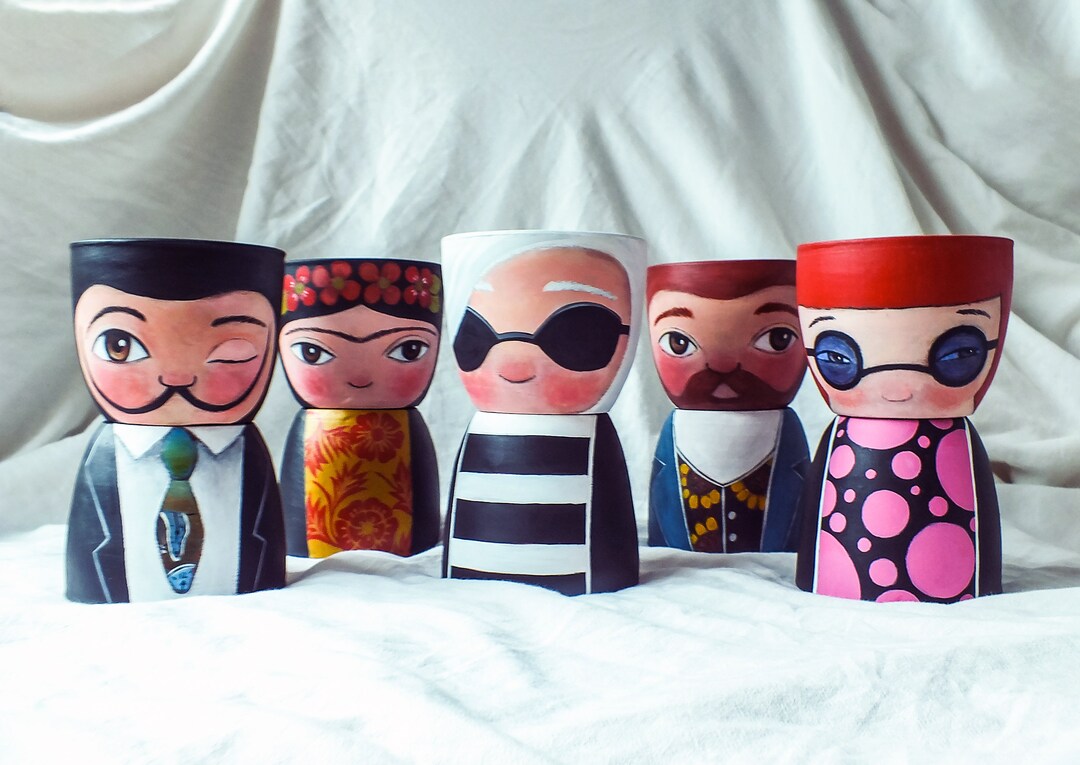 Hand-painted Terracotta Pots Featuring "famous Painters" Frida, Andy ...