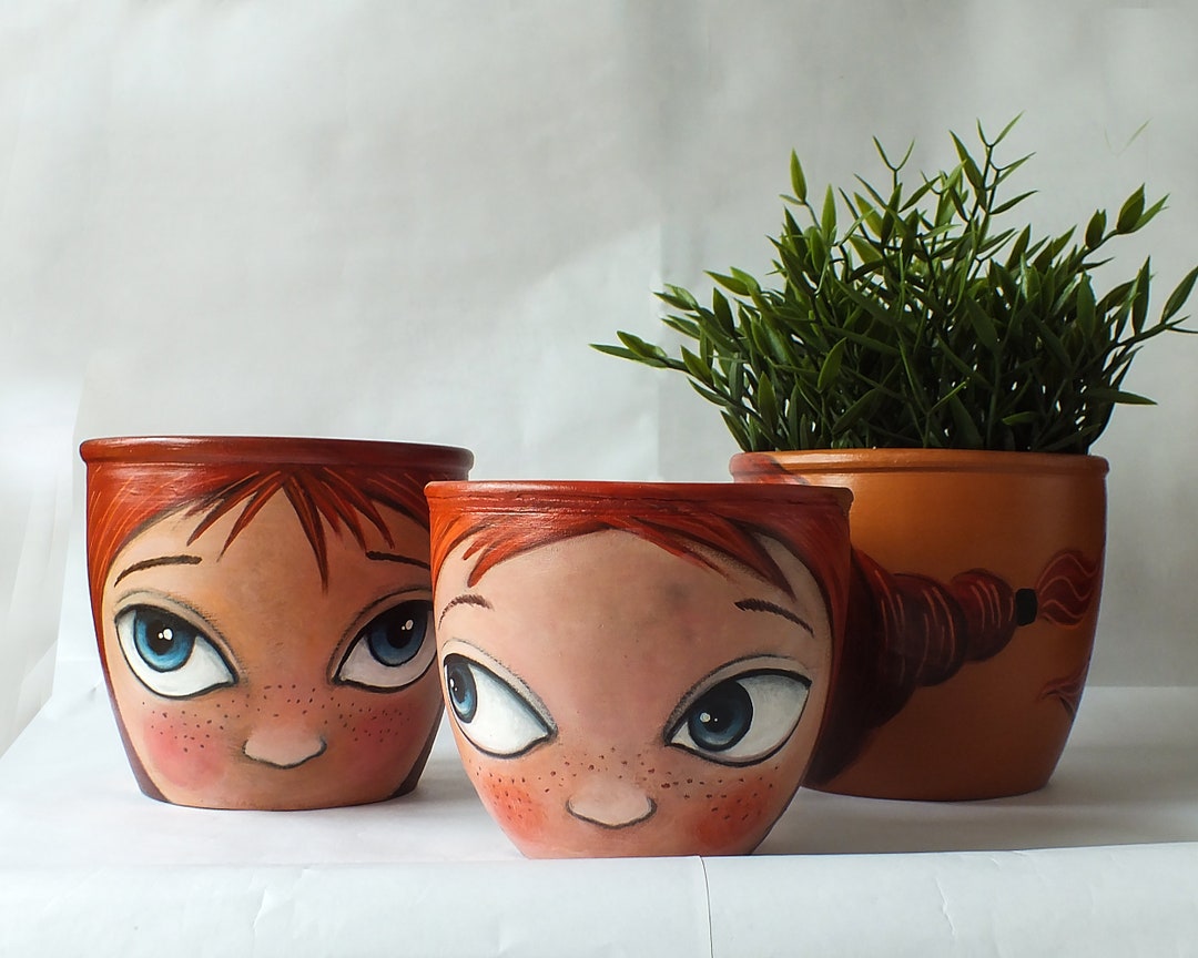 Pipi Longstocking Hand-painted Terracotta Pot, Elaborate and Hand ...