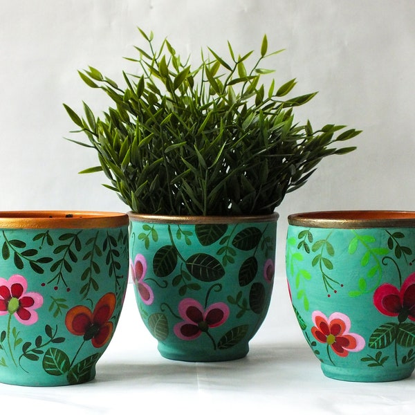 Painted Clay Pots - Etsy